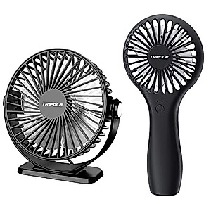 TriPole USB Powered Desk Fan and Lollipop Handheld Fan Bundle 3 Speeds Small Desk Fan 2 Speeds 5000mAh Battery Operated Portable Fan