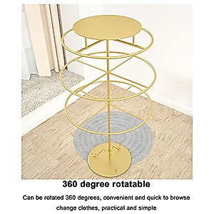Simple Commercial Grade Clothing Modern Garment Rack, Lingerie store shelf golden display rack, Floor stand round 3-layer rotatable Nakajima bra panty rack, For hanging underwear, panties, scarves