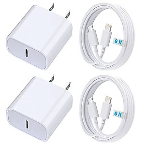 [Apple MFi Certified] Fast Charger USB C 20W Wall Adapter Plug Fast Quick Charging 6.6ft Type C to Lightning Cable Data Cord for iPhone 14/14 Pro/13/13 Pro/12/11/iPad-2Pack