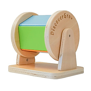 DISCOVERGRO Montessori Wooden Rainbow Spinning Toy Drum | Montessori Baby Toy 3 Months - 2 Years Old + | Educational Toys for Early Development | Baby Montessori Toys
