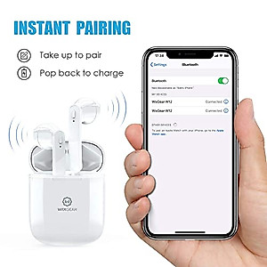 WixGear Bluetooth 5.0 Wireless Earbuds with Charging Case, HD Stereo Sound Earphones, 30H Playtime with Charging Case, IPX5 Waterproof with Built-in Microphone for Work/Travel/Gym