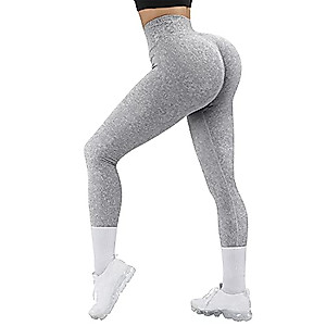 RXRXCOCO Women Seamless Butt Lifting Leggings TIK Tok Booty Lifting Leggings for Women Workout Gym High Waisted Yoga Pants Grey Medium
