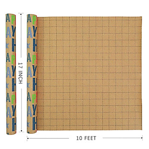 BIOBROWN Kraft Birthday Wrapping Paper - 17 Inch X 10 Feet (4 Rolls: 56.6 sq. ft. ttl.) Cupcake & Star Design Perfect for Party, Holiday, Baby Shower