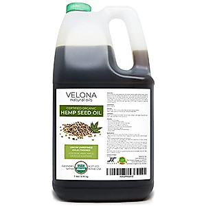 velona Hemp Seed Oil USDA Certified Organic - 1 Gallon / 128 Fl Oz | 100% Pure and Natural Carrier Oil | Unrefined, Cold Pressed | Hair, Body, Face & Skin Care | Use Today - Enjoy Results