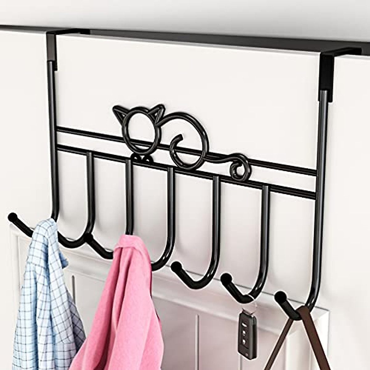 Yardwe Over The Door Hook Hanger Cat 7 Hook Rack Shirt Belt Hat Coat Towel Organizer Iron Hook
