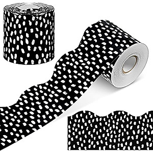 Zonon 65 Feet Bulletin Board Borders Dots Decorative Bulletin Border Rolled Blackboard Straight Wavy Trim Borders Back to School Decoration for Classroom and Home (Wavy White Dot)