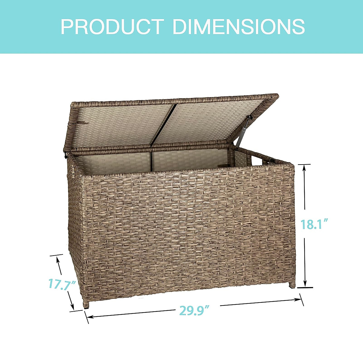 MOORLITER Wicker Storage Trunk, 42.3 Gallon (160L) Handwoven Wicker Chest, Large Wicker Basket with Lid, Wicker Trunk with Safety Hinge, Support 200 lbs, Rustic Brown