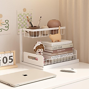 bukfen Under Sink Organizer, Pull Out Cabinet Organizer 2-Tier Slide Out Sliding Shelf Under Cabinet Storage Multi-Use for Under Kitchen Bathroom Sink Organizers and Storage,White,1 Pack