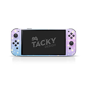 Tacky Design BlueClouds skin for Nintendo Switch OLED Skin - Vinyl 3M Stickers set - Cute Moon skin Compatible with Nintendo Switch OLED Skin Joy Con, Console, Dock - Decal Full Wrap
