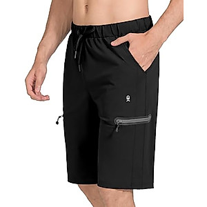 Little Donkey Andy Men’s Ultra-Stretch Quick Dry Lightweight Bermuda Shorts Drawstring Zipper Pocket Hiking Travel Golf Black XXL