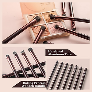 Eye Makeup Brushes Set, Premium 7Pcs Eyeshadow Brush, Professional Eye Brush for shadow lip Angled Eyeliner Eyebrows, Soft Hairs and Wood Handle.