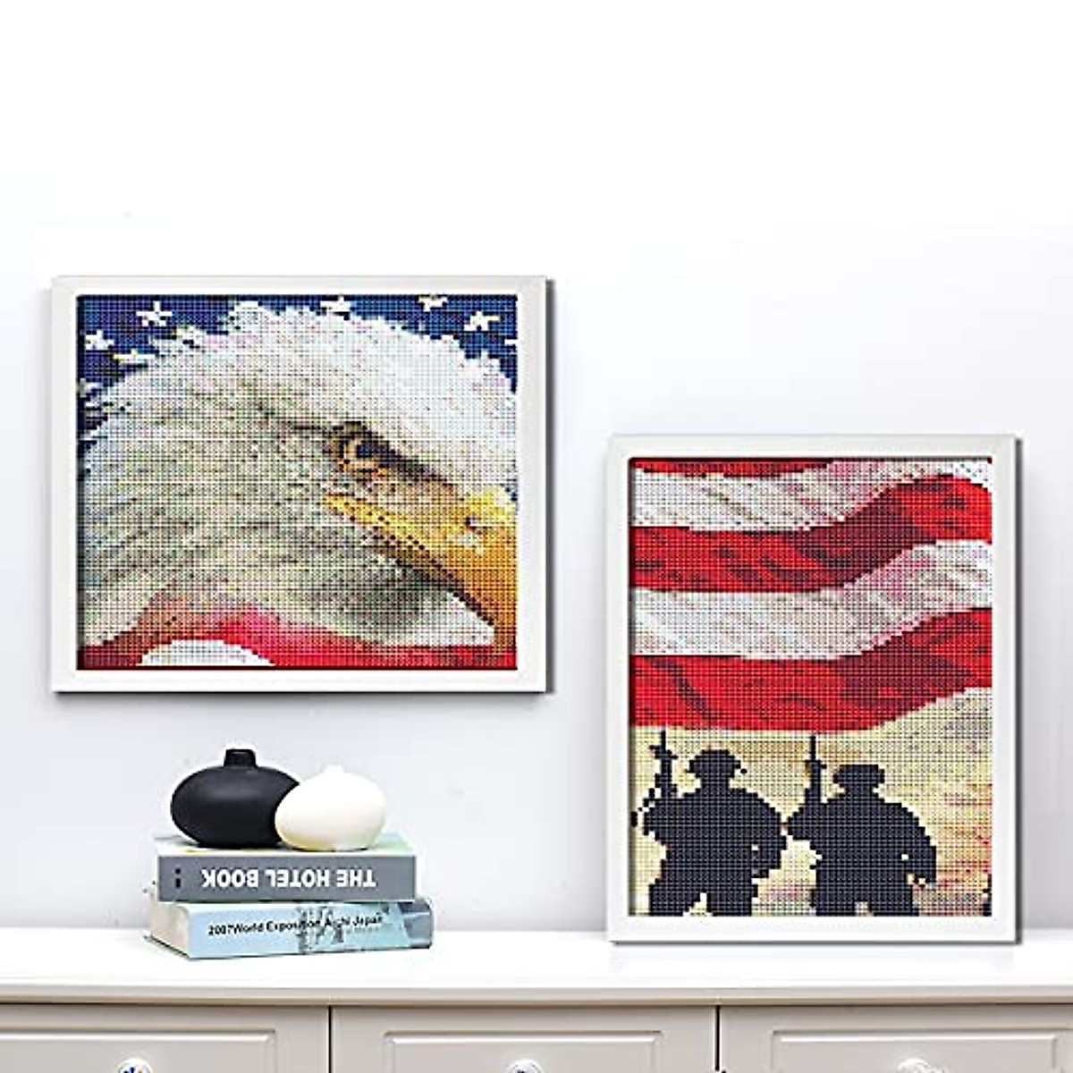 Fun Gift Diamond Painting Picture Frames 10x14, for 12 x 16 in /30 x 40cm 5D Diamond Painting Art Kits Diamond Painting Pictures or Photos, White Natural Solid Wood Wall Hanging Picture Frame