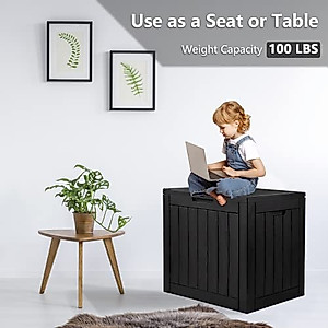 realife Deck Box 30 Gallon Outdoor Storage Box with Wheels, Waterproof Delivery Box with Lock for Patio Tools, Outdoor Cushions Pillows, Garden Supplies, Pet Stuff and Pool Accessories, Black