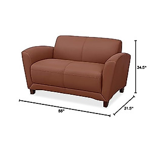 Lorell Accession Loveseat Sofa, 34.5" x 55" x 31.5", Mahogany, Tan