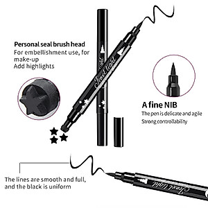 Pinkiou Eyeliner Pen with Eye Makeup Stamp Waterproof Double Sided Long Lasting Seal Eyeliner (6 in 1)