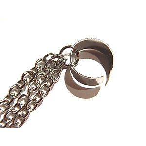 Asymmetrical Pentagram & Moon Earrings silvertone ear cuff & chains occult wiccan gothic