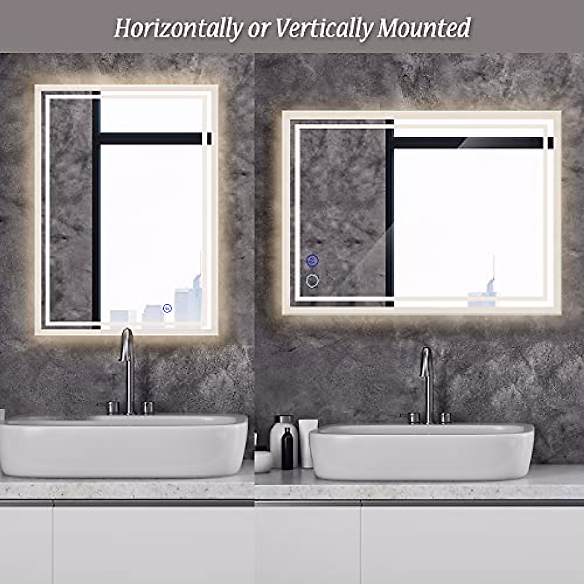 ZELIEVE 24 x 32 LED Backlit Mirror Bathroom Vanity with Lights,Anti-Fog,Dimmable,CRI90+,Touch Button,Water Proof,Horizontal/Vertical,Lighted Mirror Wall Mounted,LED Mirror for Bathroom,LED Mirrors