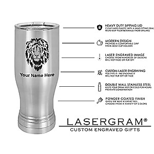 LaserGram 14oz Vacuum Insulated Pilsner Mug, Hecho en San Luis Potosi, Personalized Engraving Included (Stainless Steel)