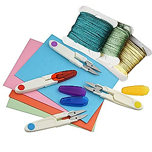 XINMEIWEN 4PCS Portable Yarn Scissors Multipurpose U-Shaped Thread Scissors with Safety Cover for Cross-stitch Craft Clipper Cutter DIY Projects