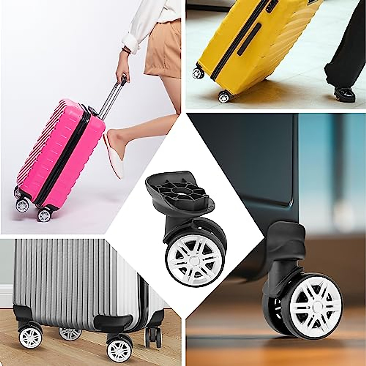 Baoblaze Luggage Suitcase Wheels Travel Suitcases Wheels Left & Right 360 Degree Rotation Double Row Swivel Caster Wheels for Carrier Travel Suitcases