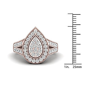 Diamond2Deal 14K Rose Gold Diamond Engagement Wedding Ring Size 8.5 (1ct, Clarity SI2, Color H-I)