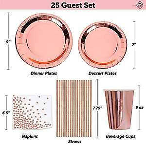 226 PC Bachelorette Party Decorations Kit- Rose Gold Bridal Shower Decorations, Banners, Curtains Mimosa Bar Supply Bride Balloons Sash Tiara Veil Topper Plates Cups Napkins Straws for 25 Guest & More