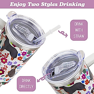 puhnhsv 40 oz Bernese Mountain Dog Tumbler with Handle, Insulated Cup Bernese Mountain Lovers Gifts