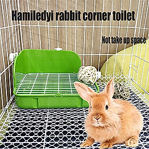 Hamiledyi Rabbit Corner Litter Box Bunny Toilet Pan 5 Pack Pet Cage Potty Trainer Kit Litter Bedding Box with Grate for Guinea Pigs, Chinchilla, Ferret, Galesaur, Hedgehog