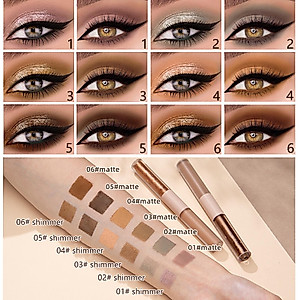 MiaSarah Rosy Brown Liquid Eyeshadow Matte Double Ended Glitter Eyeshadow Sticks Metallic Eyeshadow Pencil Primer Base Quick Drying Waterproof Long Lasting Highlight Stick Shadow Pen Eye Makeup (#1)