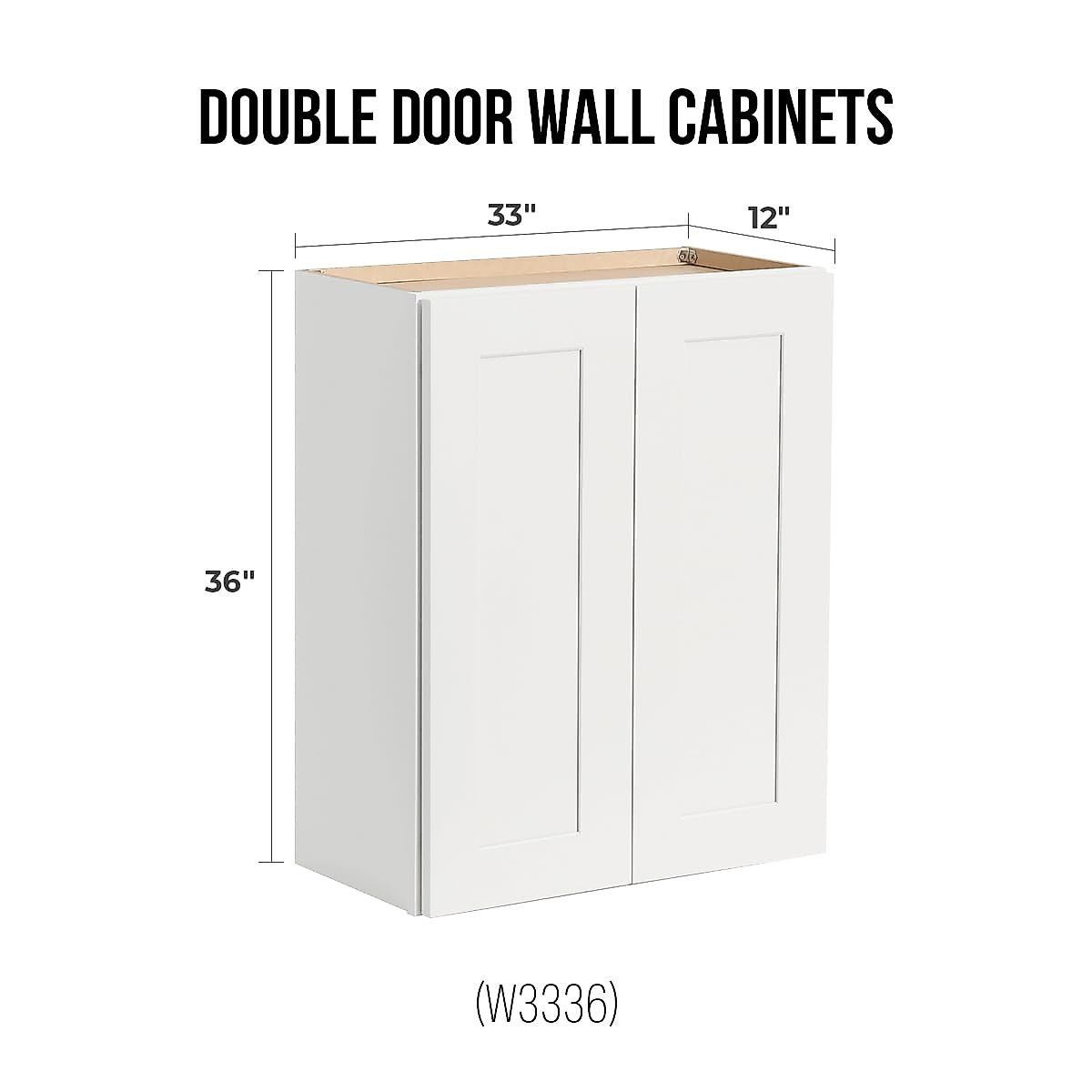 CozyHommie Solid Wood Wall-Mounted Kitchen Cabinet, Medicine Cabinet, Over-The-Toilet Storage Cabinet Bathroom Cabinet Wall Mounted with Adjustable Shelves(White,33" Wx36 Hx12 D)