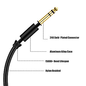 1/4 Inch TRS Instrument Cable 3Ft 2pack,BELIPRO 6.35mm TRS to 6.35mm TRS Stereo Audio Cable Male to Male Right-Angle-to-Straight for Electric Guitar, Bass, Keyboard,Mixer,Amplifier,Speaker,Equalizer…