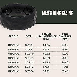 Groove Life Zeus Hammered Graphite Silicone Ring Breathable Rubber Wedding Rings for Men, Lifetime Coverage, Unique Design, Comfort Fit Ring - Size 13