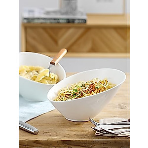 DOWAN 26 OZ Salad Bowls 2 Packs - 9.5" Large Serving Bowls - Angled Bowls for Salad, Pasta, Fruit, Macaroni, Taco, Sauces - Slanted Curve Bowls for Restaurant, Party, Daily Use, Wedding, Anniversary