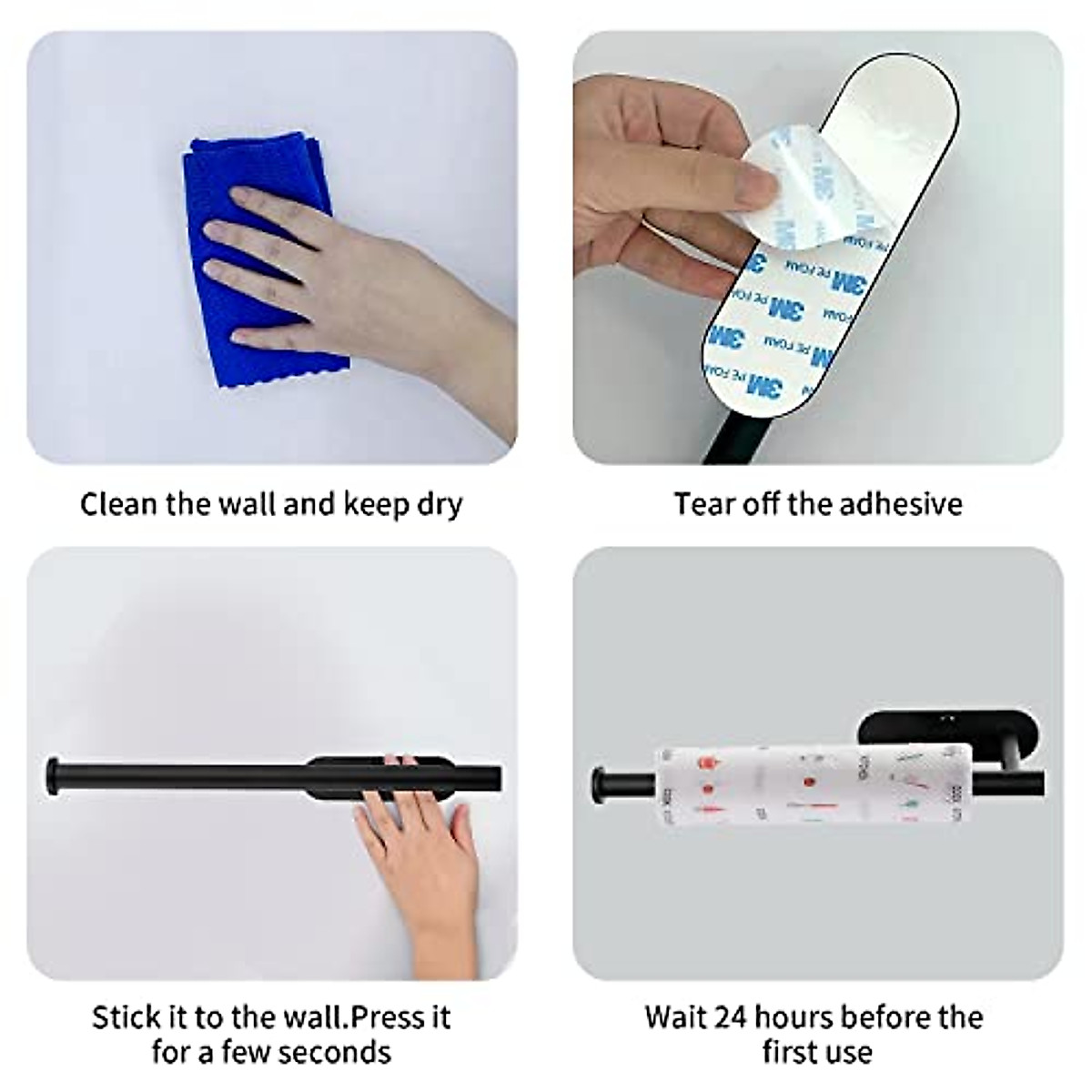 Paper Towel Holder, Paper Towels Rolls Holder(Black)