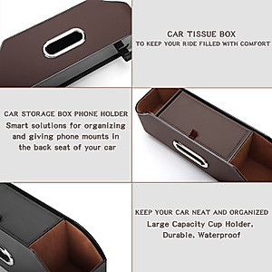 HOLDCY Car Back Seat Organizer with 2 Drink Cup Holder - Tissue Box and Storage Box Hook - Multi-functional Storage - Great for Kids and Travel (Beige)