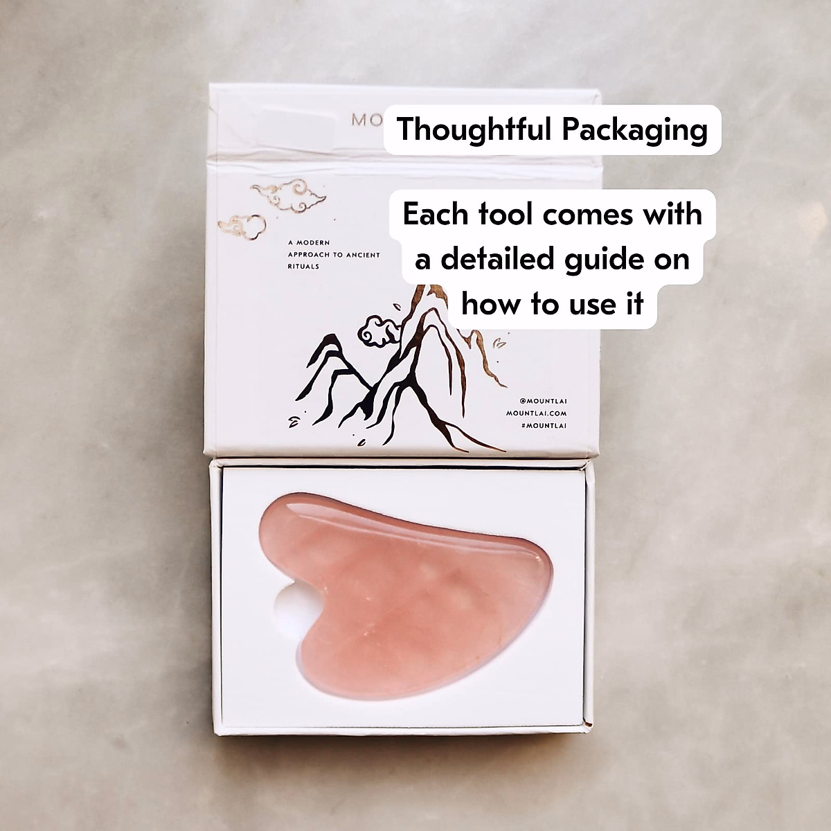 Mount Lai Rose Quartz Gua Sha Facial Tools, Facial Sculptor Skin Care Guasha Tool for Face and Body, Self Care Face Massager to Relieve Muscle Tension and Reduce Puffiness