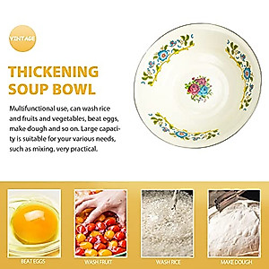 Cabilock Retro Serving Bowls Enamel Basin Vintage Style Basin Mixing Bowl Thickened Soup Bowl Food Container Enameled Washing Basin Colored Home Enamelware Kitchen Enamel Soup Bowl