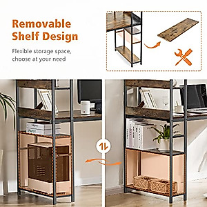 Desk Computer Desk with Shelves, Home Office Desks Table 47 Inch PC Desk Bedroom Desk Work Desk Study Desk Wood Desk with Storage Removable Middle Shelf for Dorm, Student, Gaming