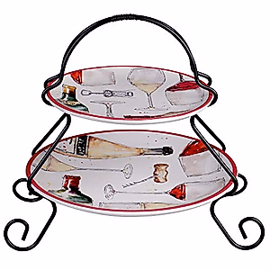 Certified International Napa 2 Tier Serving Platter, Multi Colored