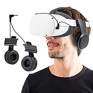 Globular Cluster Stereo Bass VR Headphones Custom Made for Meta Quest 2/Oculus Quest 2-On Ear Bass 3D 360 Degree Sound Integrated Must Have Accessories (Black)