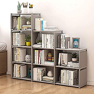 HOSTARME Bookshelf Kids 9 Cube Book Shelf Organizer Bookcase DIY for Bedroom Classroom Office (Greyness), T001