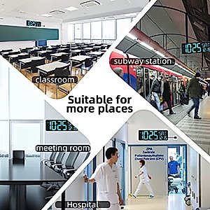 TXL Digital Wall Clock Large Display, 16.5" LED Wall Clock with Date and Temperature,Count Up/Down Timer Clock with Remote Control, Adjustable Brightness Alarm Clock for Home, Office, Gym, Elderly