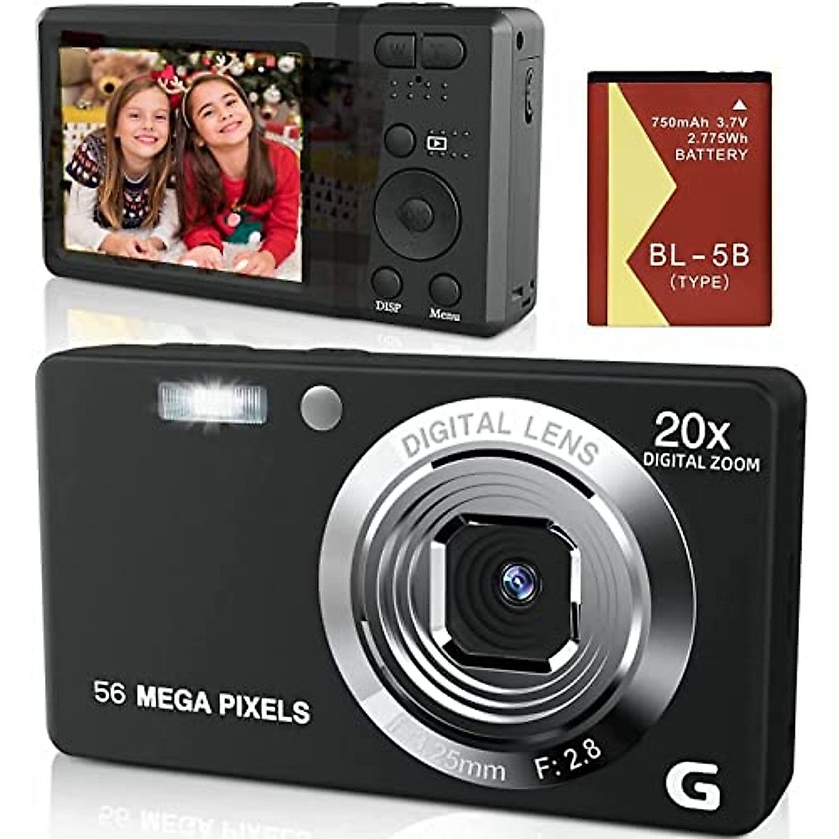 Digital Camera, 4K 56MP Camera for Kids, Small Digital Camera, 20X Digital Zoom Pocket Camera