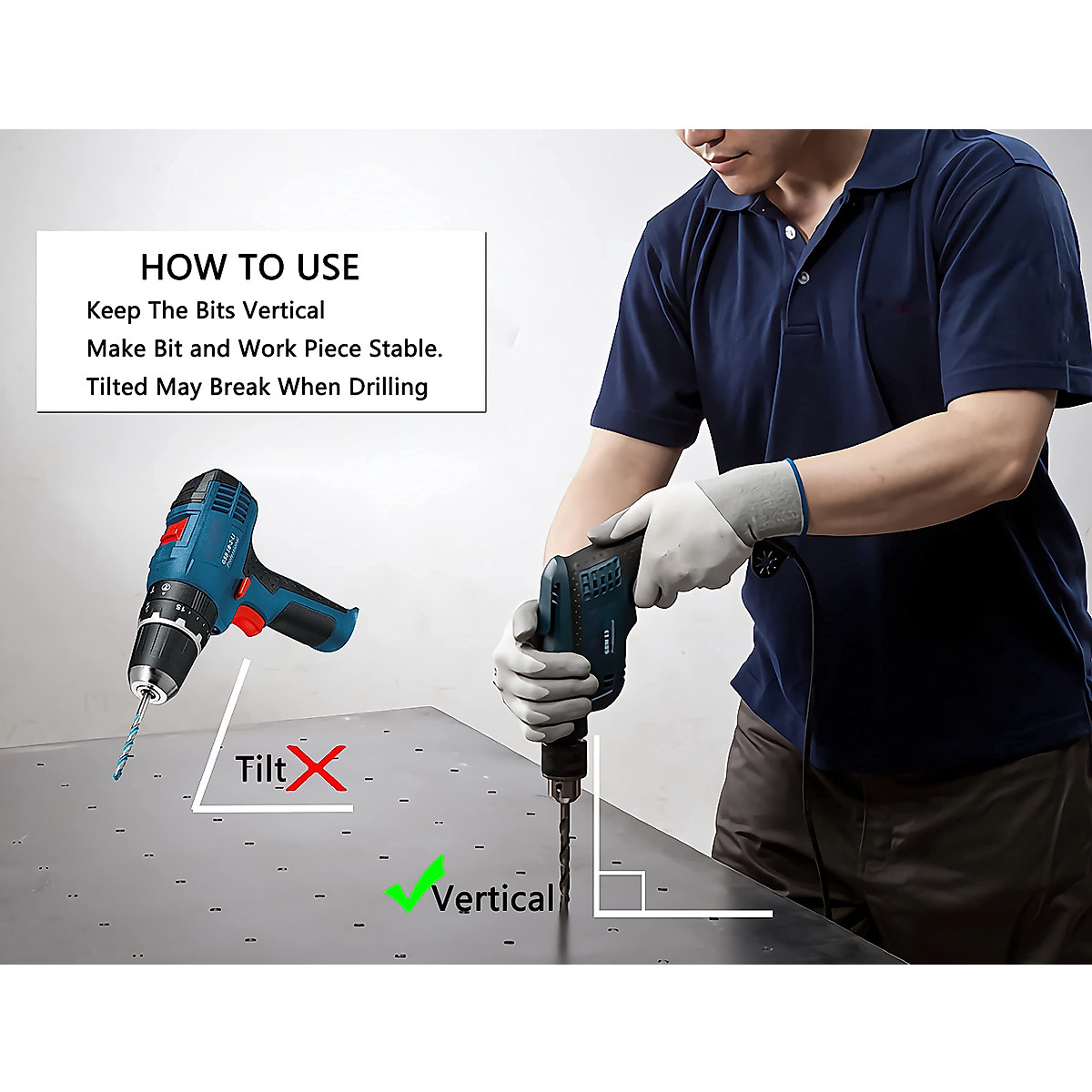 DelitonGude 13/64''inch HSS M35 Cobalt Twist Drill Bits,High Speed Steel,Pack of 10,Suitable for Steels,Cast Iron,Stainless Steel,Copper and Other Hard Metals（13/64inch）