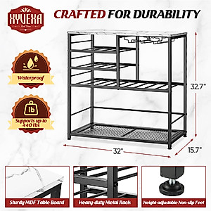 Wine Rack Table with Glass Holder, 32 Inch Modern Wine Bar Cabinet with Storage for 17 Bottle & 9 Glass, Table Liquor Bar Cabinets for Home, Bar, Kitchen, Buffet, Dining Room