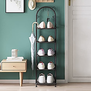 AZERPIAN Shoe Rack 5 Tier Vertical Storage Organizer Shelf Sturdy Metal Free Standing Shoe Tower Saving Space for Closet Entryway Bedroom Dorm, Black (Black, 5 Tier)