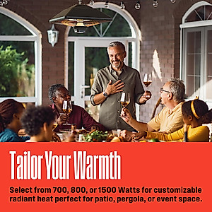 Westinghouse Outdoor Ceiling Patio Heater, Water Resistant, Adjustable Heat Output Up to 1500W, Auto Shut Off Overheat Protection, Hanging Infrared Heater for Patio Cover, Gazebo, Pergola, & More