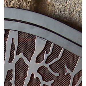 Plow & Hearth Metal Fireplace Screen Tree of Life Black | 44" W x 33" H | Flatguard | Spark Guard Grate | Iron Fire Place Cover | Wood Stove Accessories