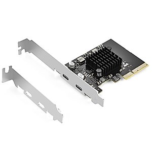 ELUTENG PCIE to USB 3.2 Expansion Card 10Gbps 2 USB C Ports Max Speed PCI-E Type C USB 3.2 Gen2 Card with Large-Area Heatsink USB Front Panel Adapter for Windows 11/10/8/7/XP/Linux/Mac OS