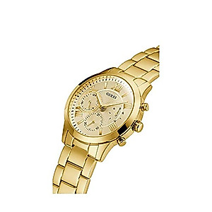 GUESS Womens Multi Dial Watch Solar with Stainless Steel Strap, Gold, Bracelet